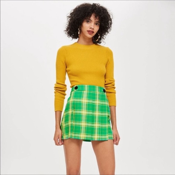 Topshop | Skirts | Topshop Green Plaid Kilt Skirt School Girl Short 8 ...